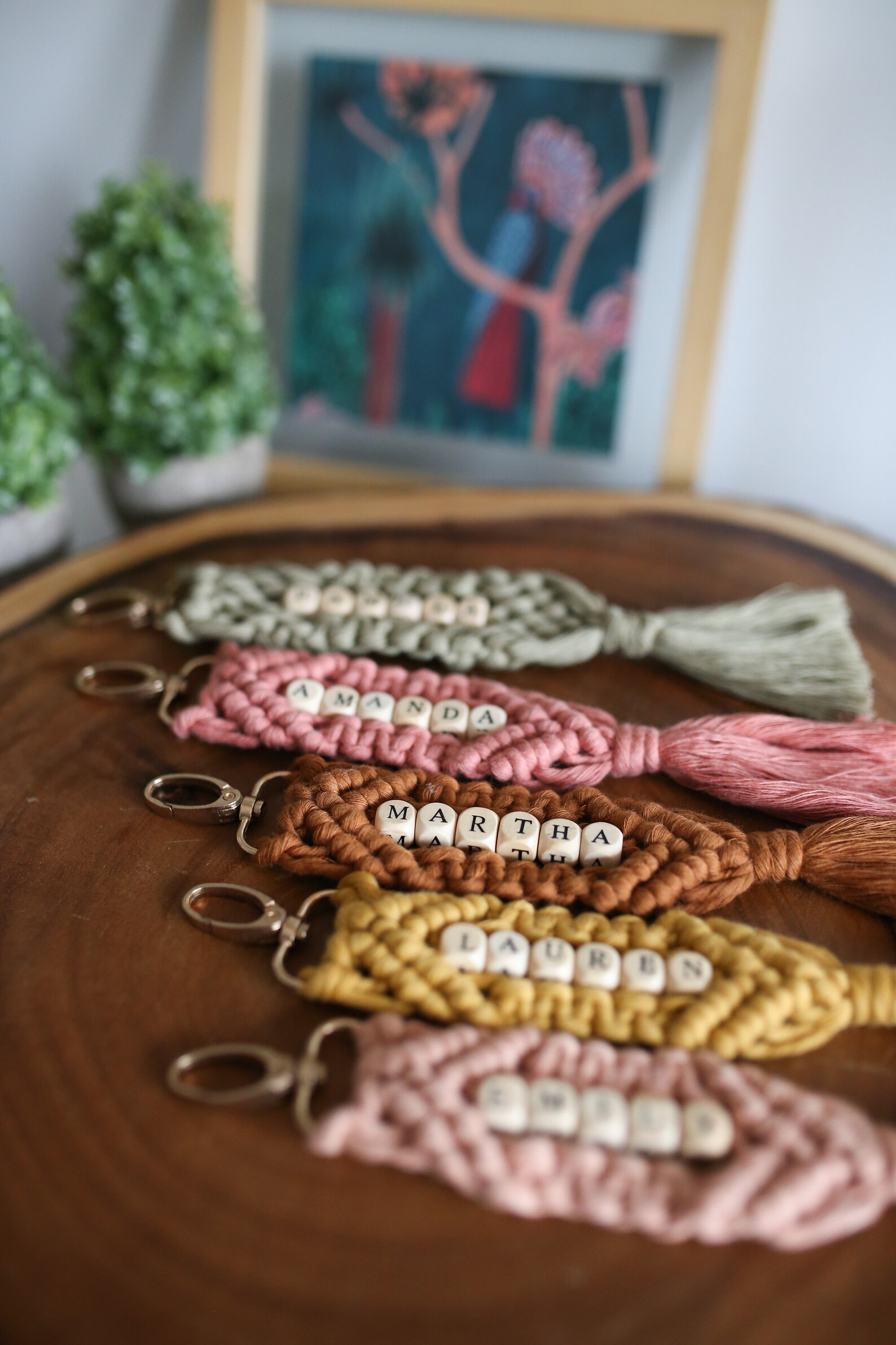Personalized Macrame Keychain Bridesmaid Gifts Bridesmaid - Etsy