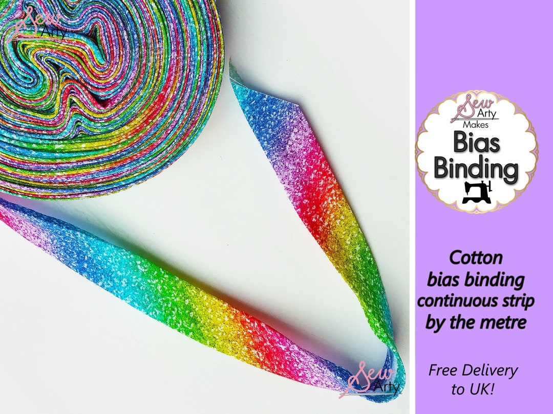 Rainbow Coloured Bias Tape for Quilting, Pride Bunting, 2.5cm (1") wide ...