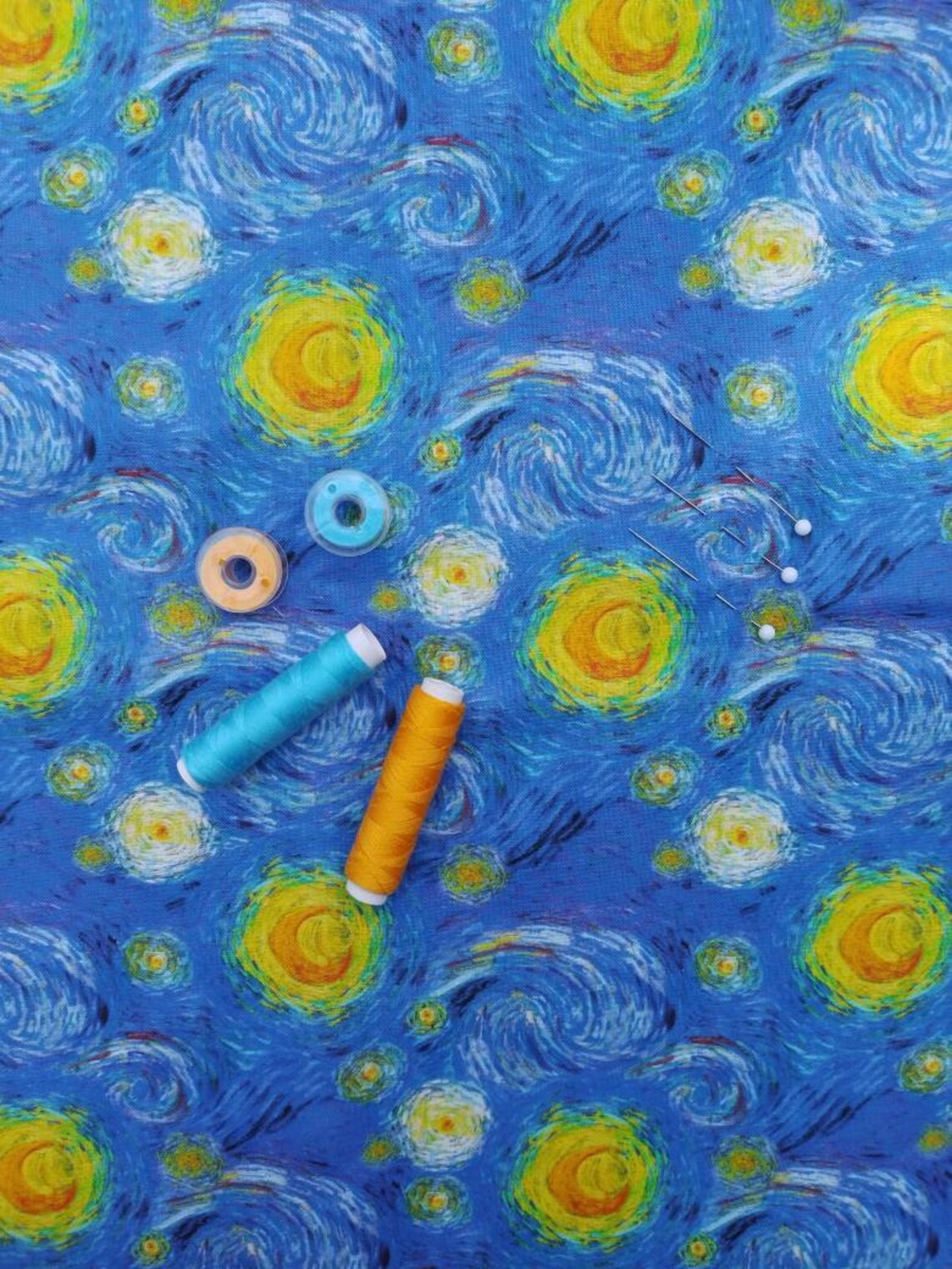 Van Gogh Fabric Starry Night Material Cotton Fabric by the - Etsy