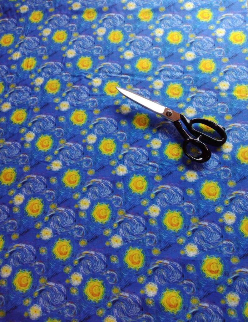 Van Gogh Fabric Starry Night Material Cotton Fabric by the - Etsy
