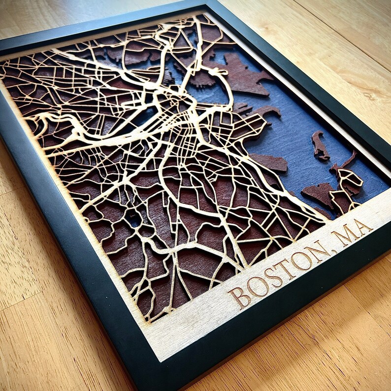 Laser Cut Boston Map Boston Wall Decor Housewarming Boston - Etsy