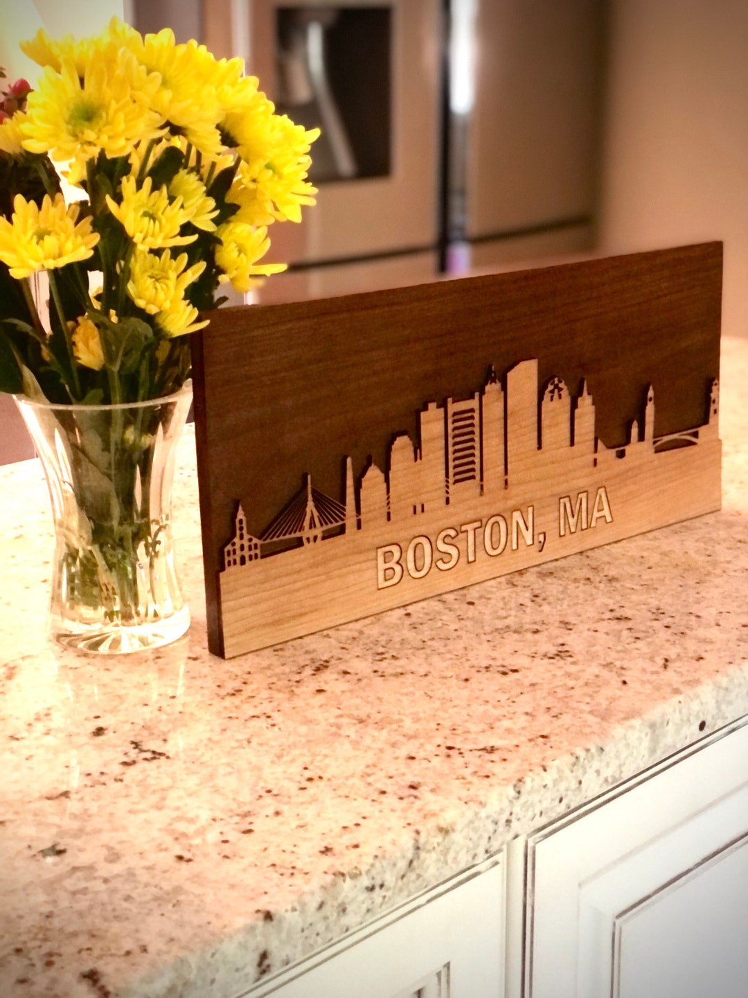 Boston Skyline Art Decor | Laser Cut | 3D Layered Wooden Cityscape ...
