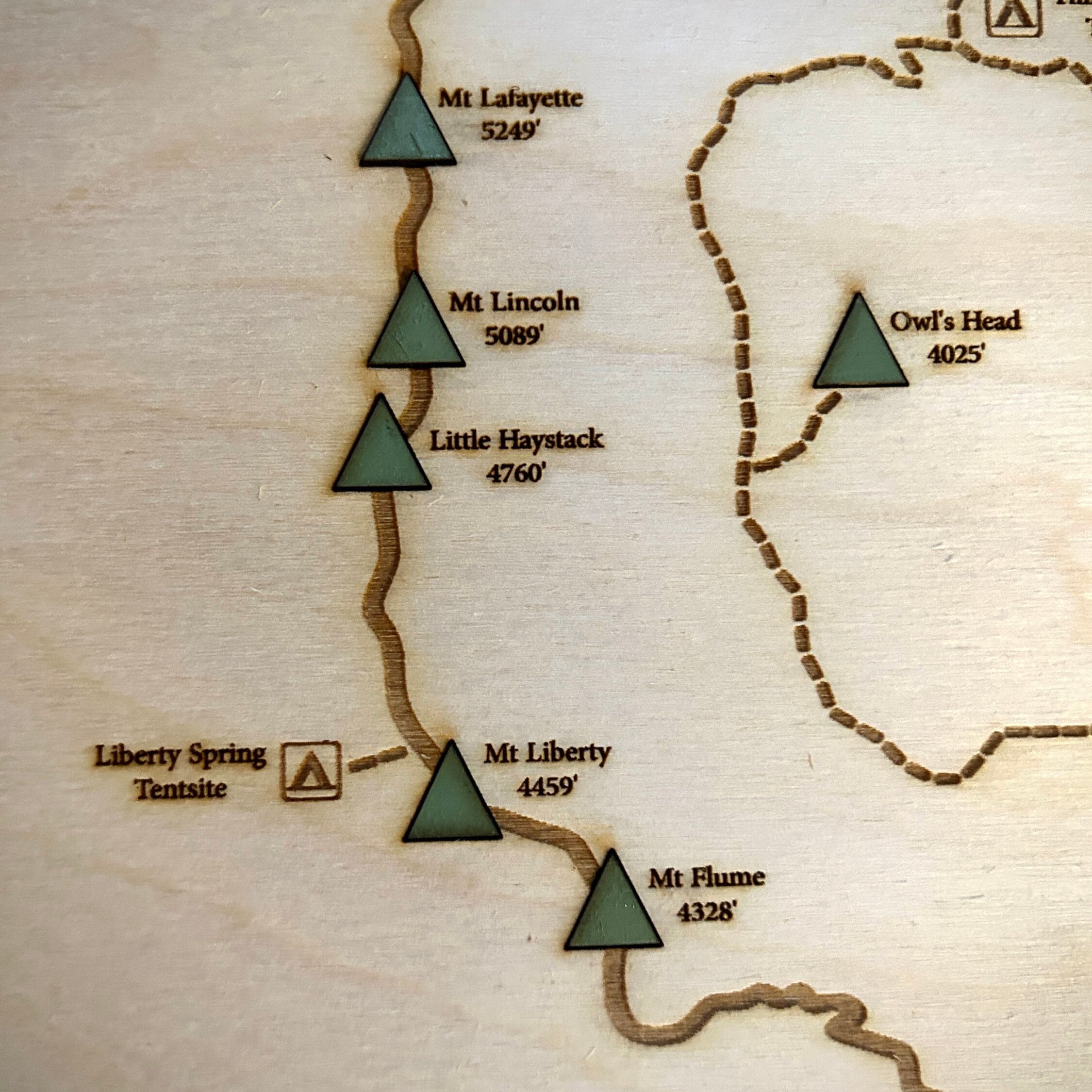 Pemi Loop Map White Mountains New Hampshire 48 NH48 4000 Footers Wood ...