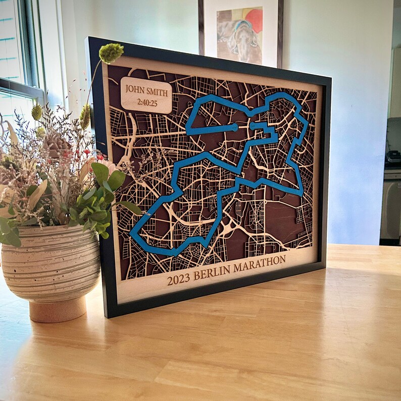 Berlin Marathon Course Map Personalized Berlin Marathon Gift Laser Cut ...