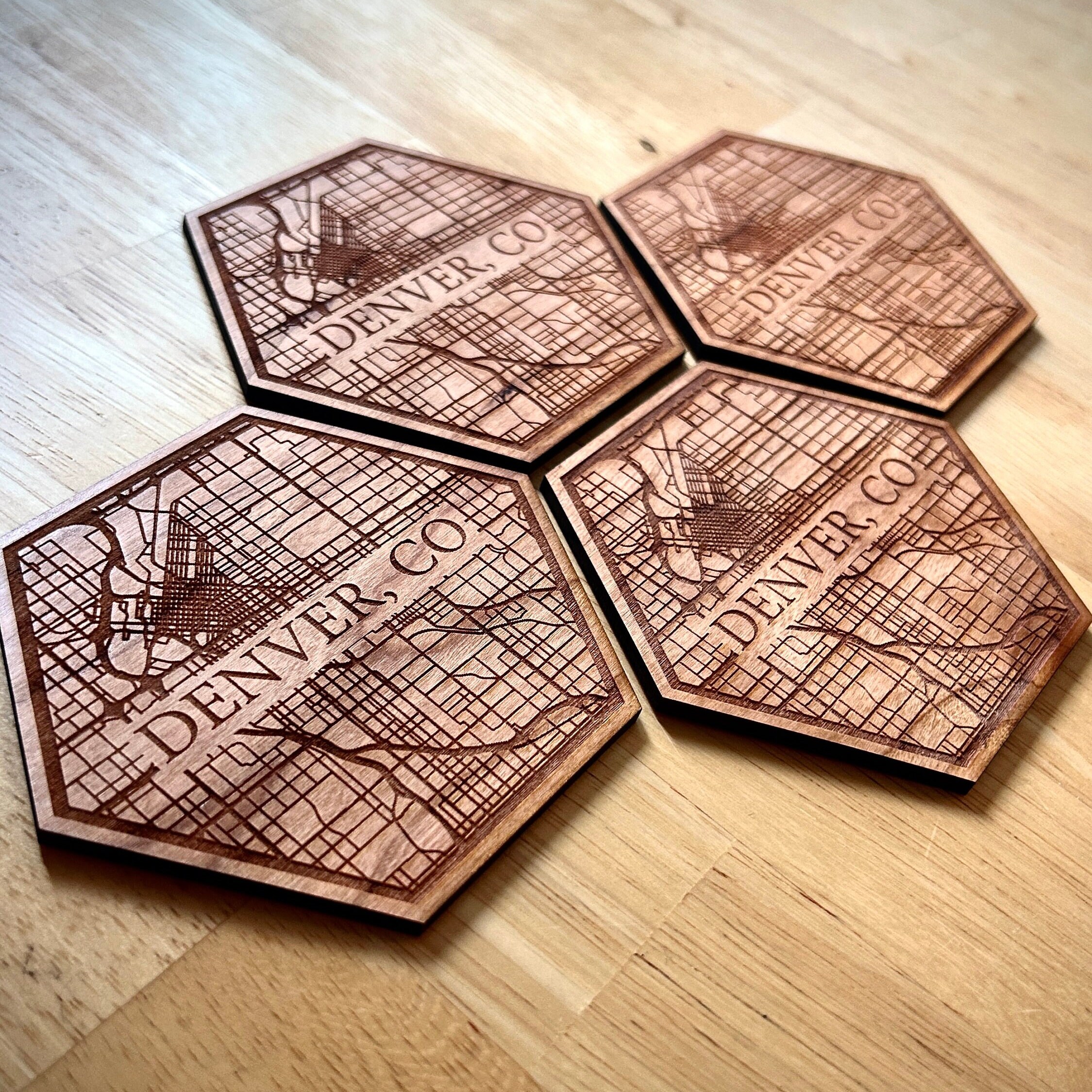 Custom Map 4 Coaster Set, Any Combination of 4 Cities Custom Coaster ...