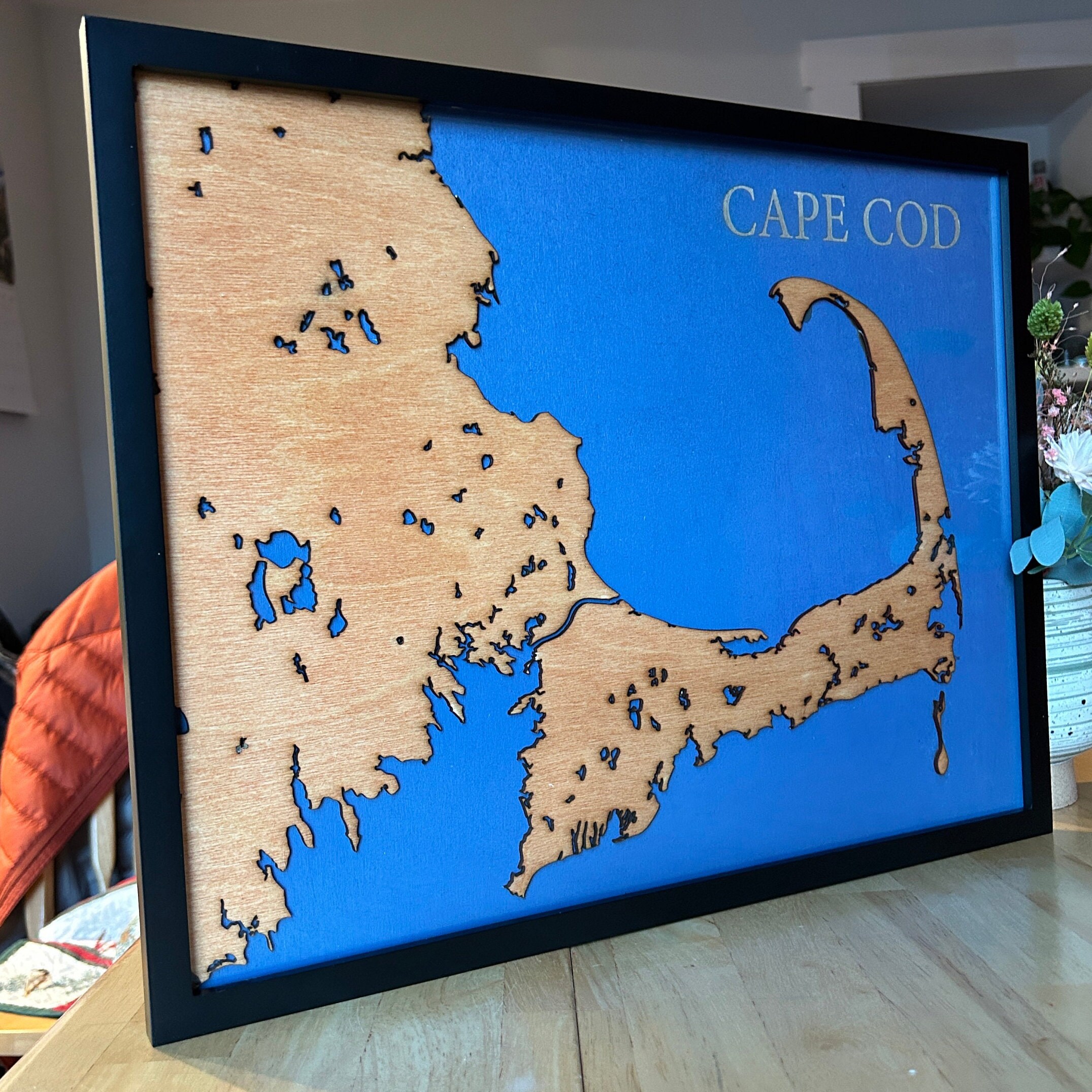 Cape Cod Wooden Map Laser Cut Map 3D Layered Cape Cod Map Massachusetts ...