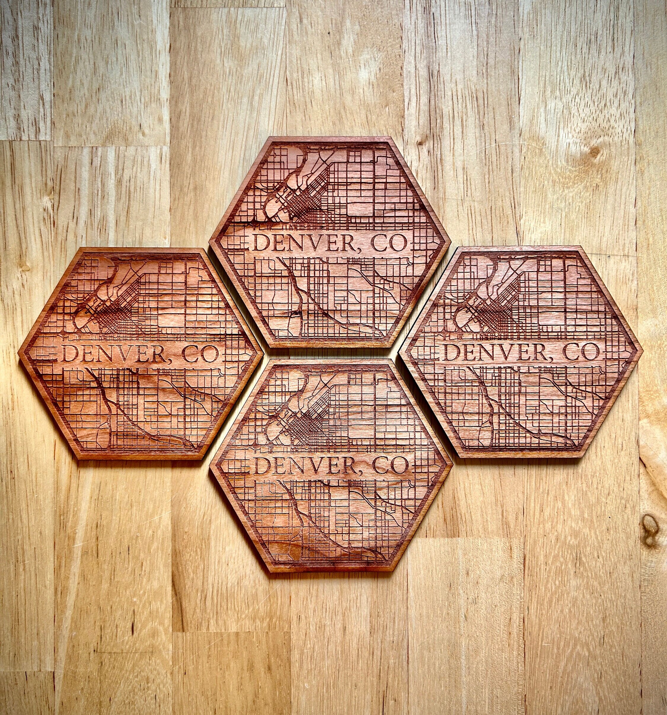 Custom Map 4 Coaster Set, Any Combination of 4 Cities Custom Coaster ...