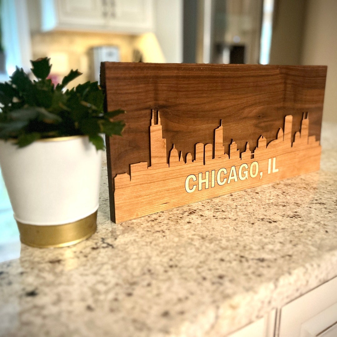 Chicago Skyline Art Decor | Laser Cut | 3D Layered Wooden Cityscape ...