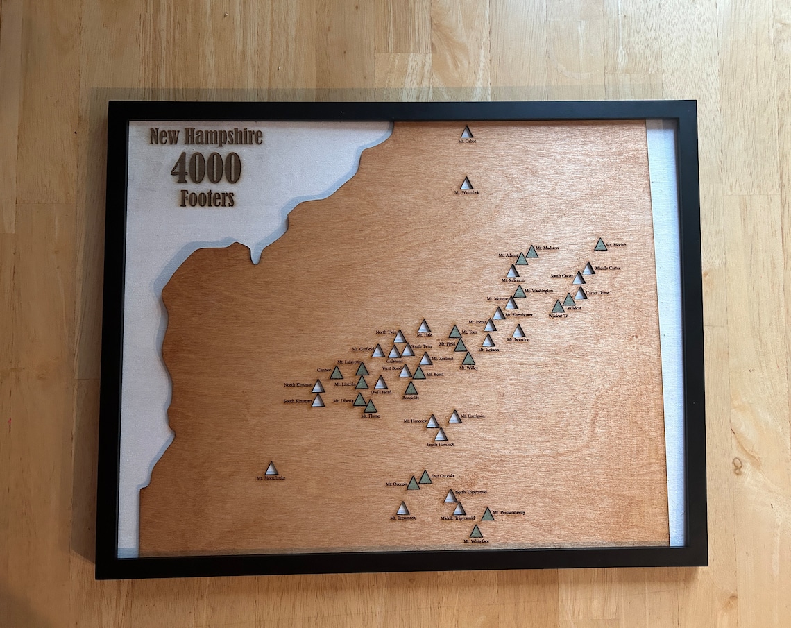 NH 4000 Footers Map White Mountains Peak Bagging Map New - Etsy