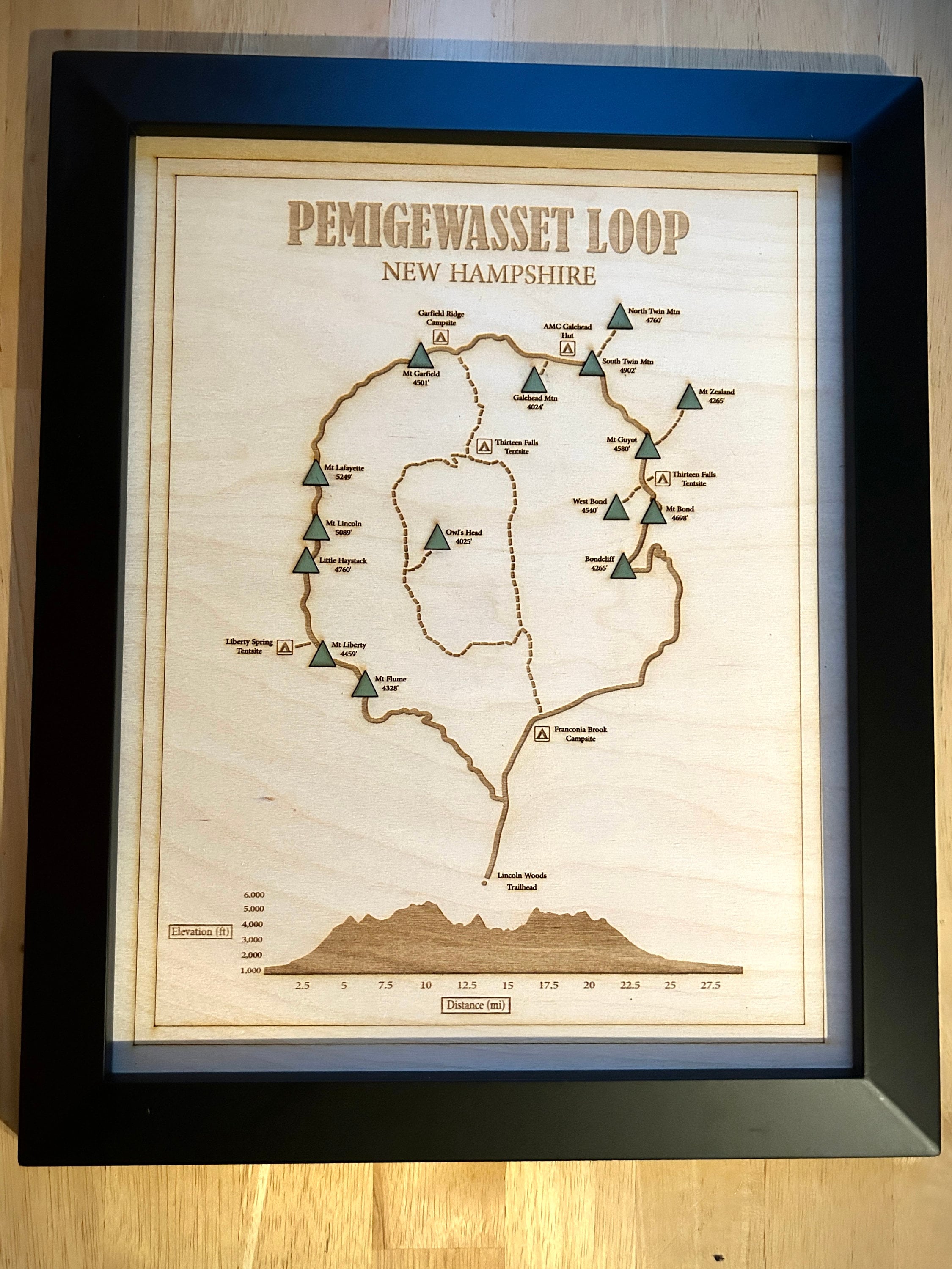 Pemi Loop Map White Mountains New Hampshire 48 NH48 4000 Footers Wood Mountain Map Pemigewasset ...