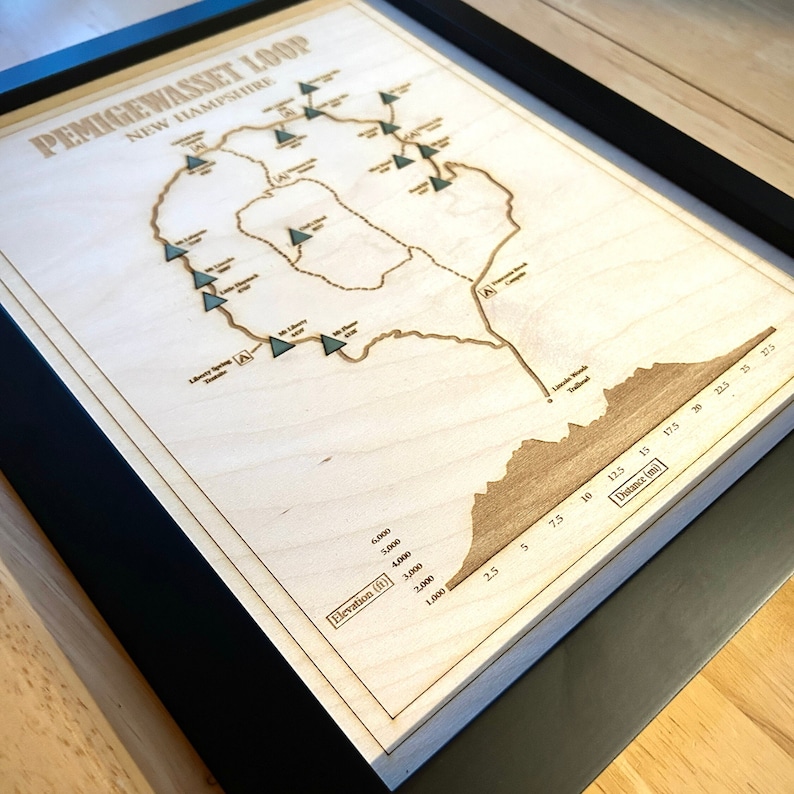Pemi Loop Map White Mountains New Hampshire 48 NH48 4000 Footers Wood ...