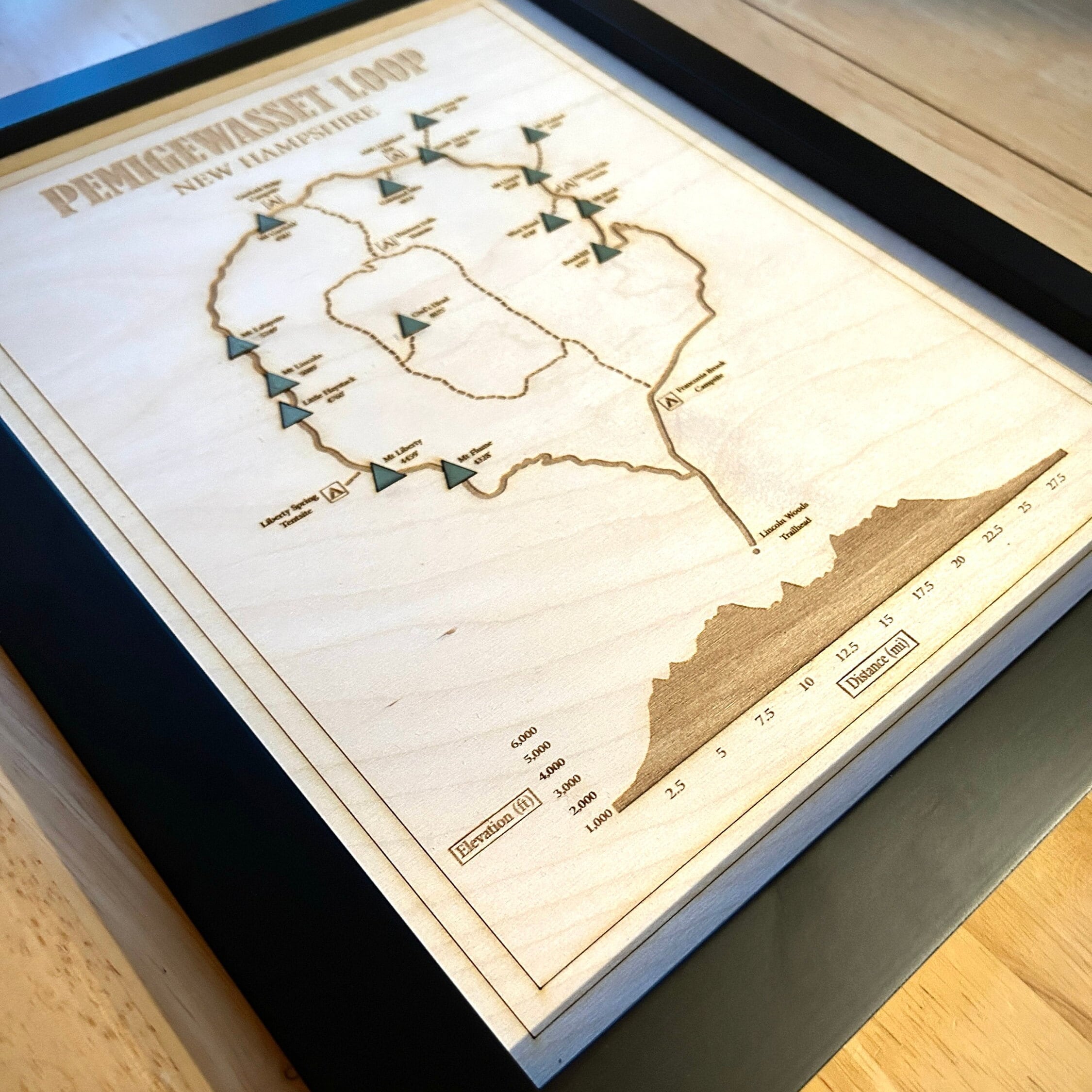 Pemi Loop Map White Mountains New Hampshire 48 NH48 4000 Footers Wood ...