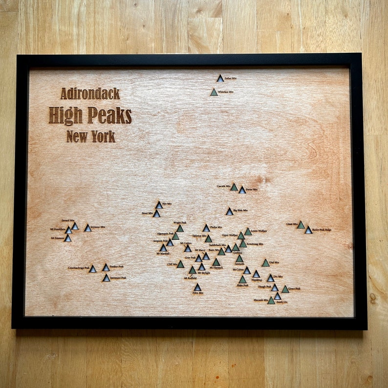 Adirondack High Peaks Map ADK 46 Adirondack Mountains Peak Bagging Map ...