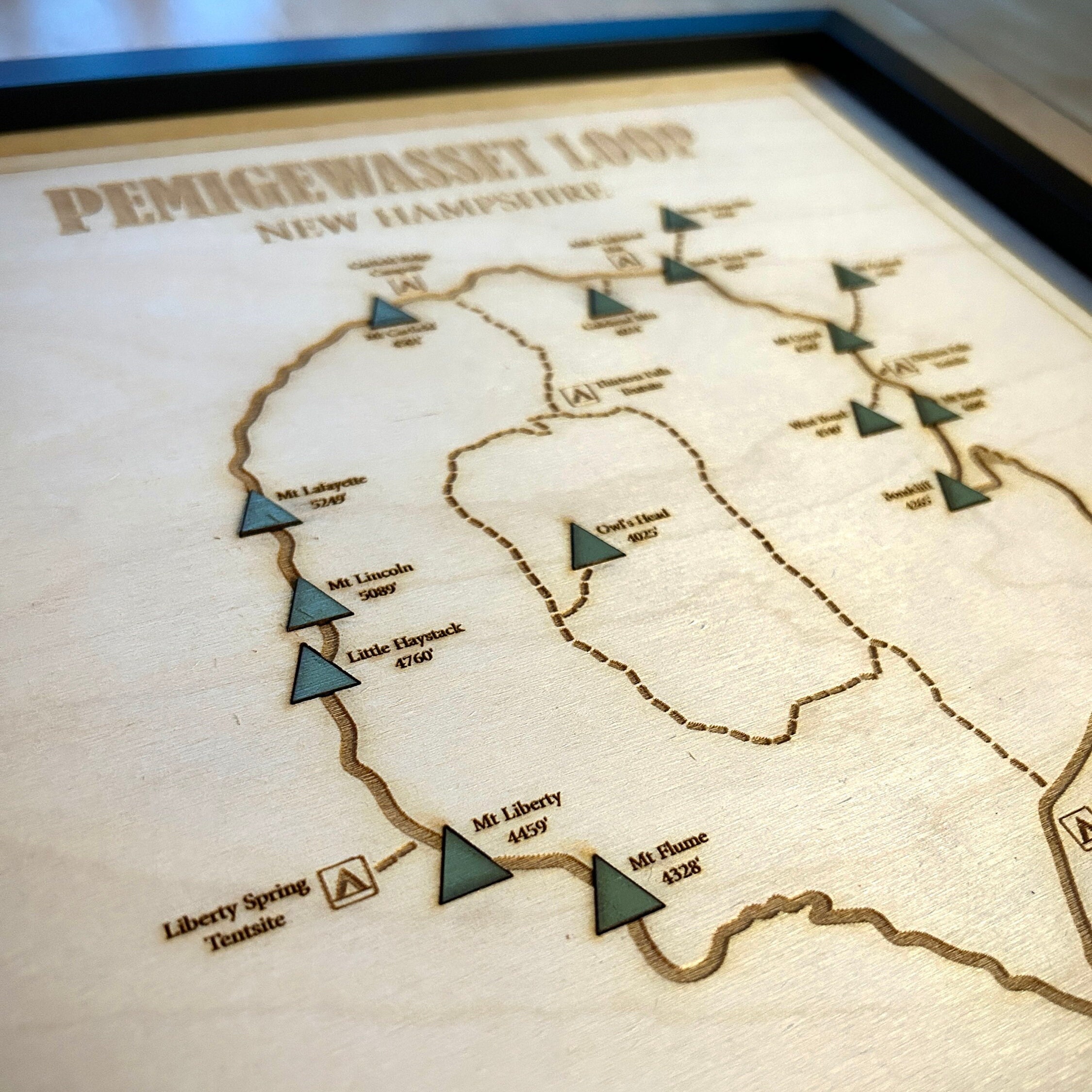 Pemi Loop Map White Mountains New Hampshire 48 NH48 4000 Footers Wood ...