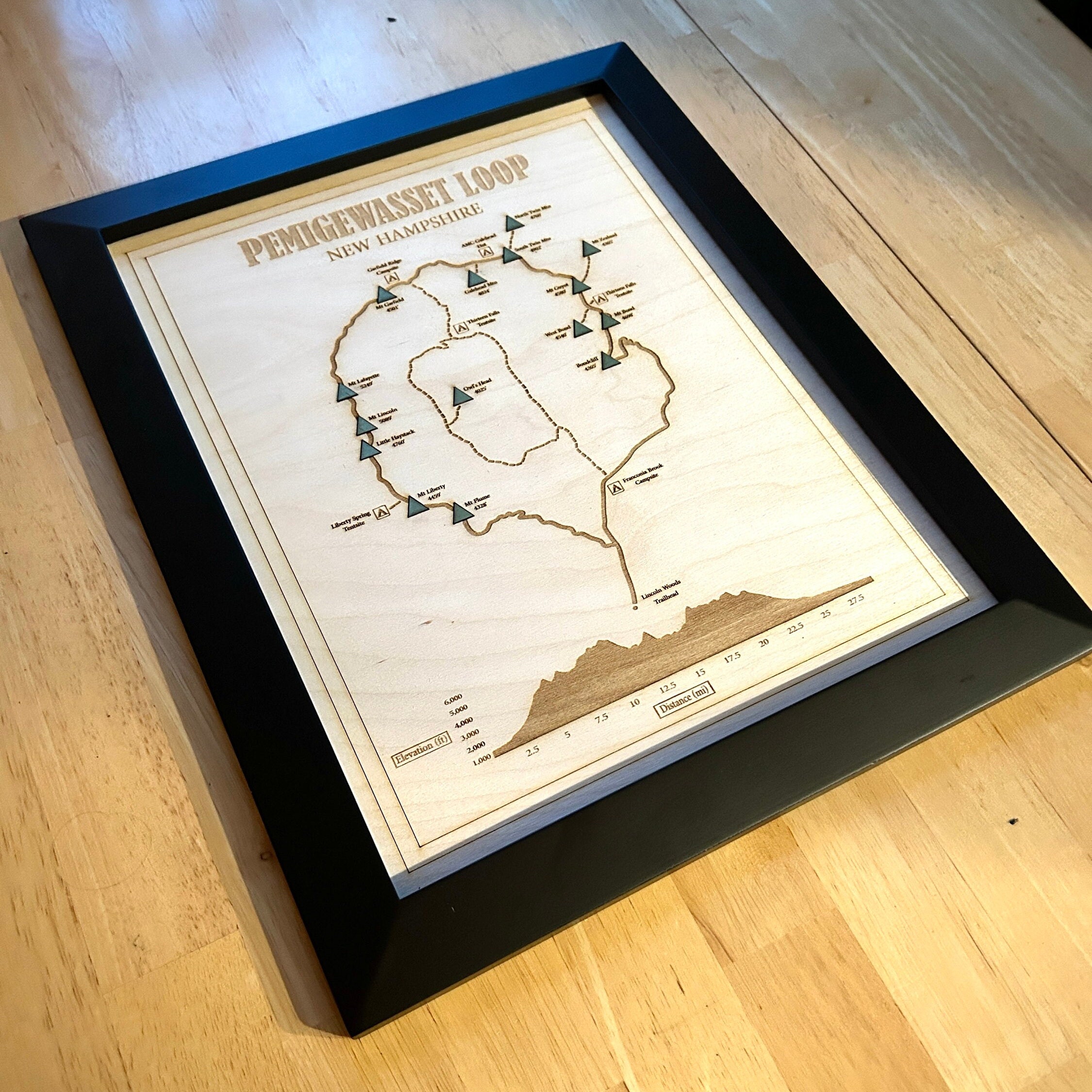 Pemi Loop Map White Mountains New Hampshire 48 NH48 4000 Footers Wood ...