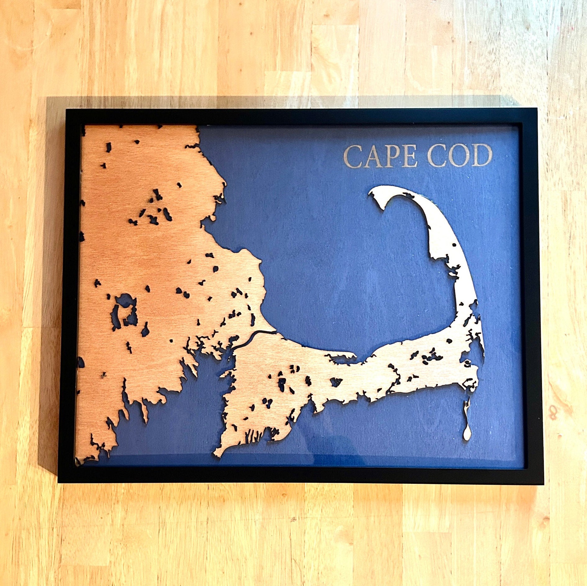 Cape Cod Wooden Map Laser Cut Map 3D Layered Cape Cod Map Massachusetts ...