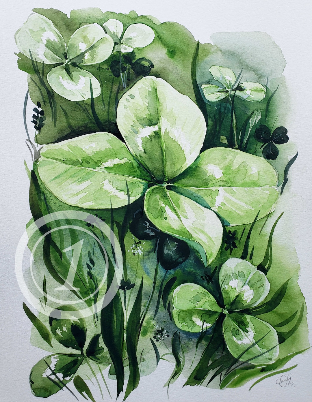 Clover Original Watercolor Painting Handmade - Etsy