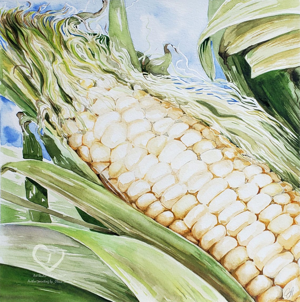 Corn Original Watercolor Paintings Handmade - Etsy