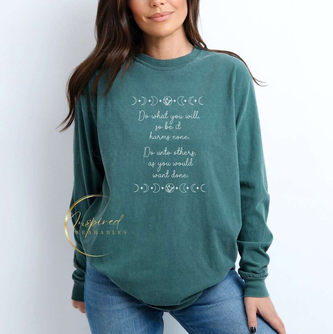 Harm None Witch Creed Long Sleeve Tee, Golden Rule Shirt, Wiccan Rede ...