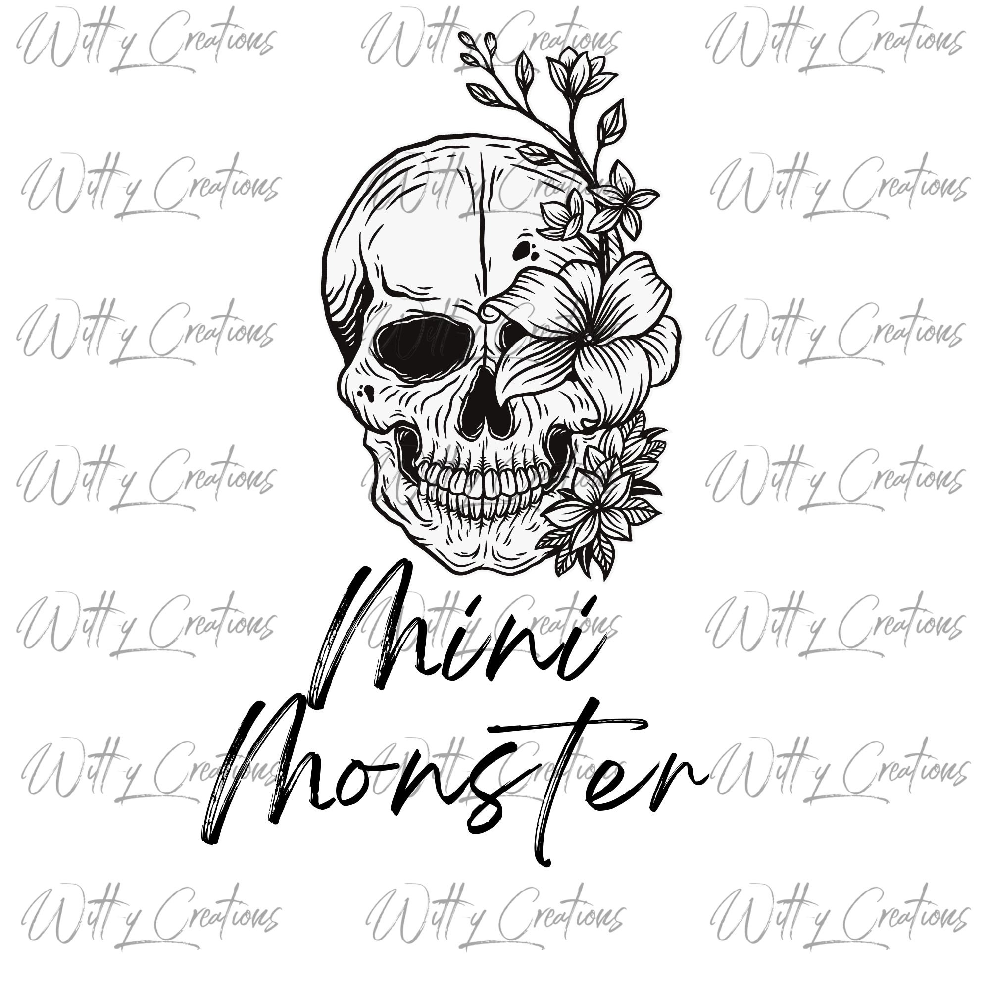 Floral Skull Mini Monster Bundle - Instant Download - Halloween Clipart ...