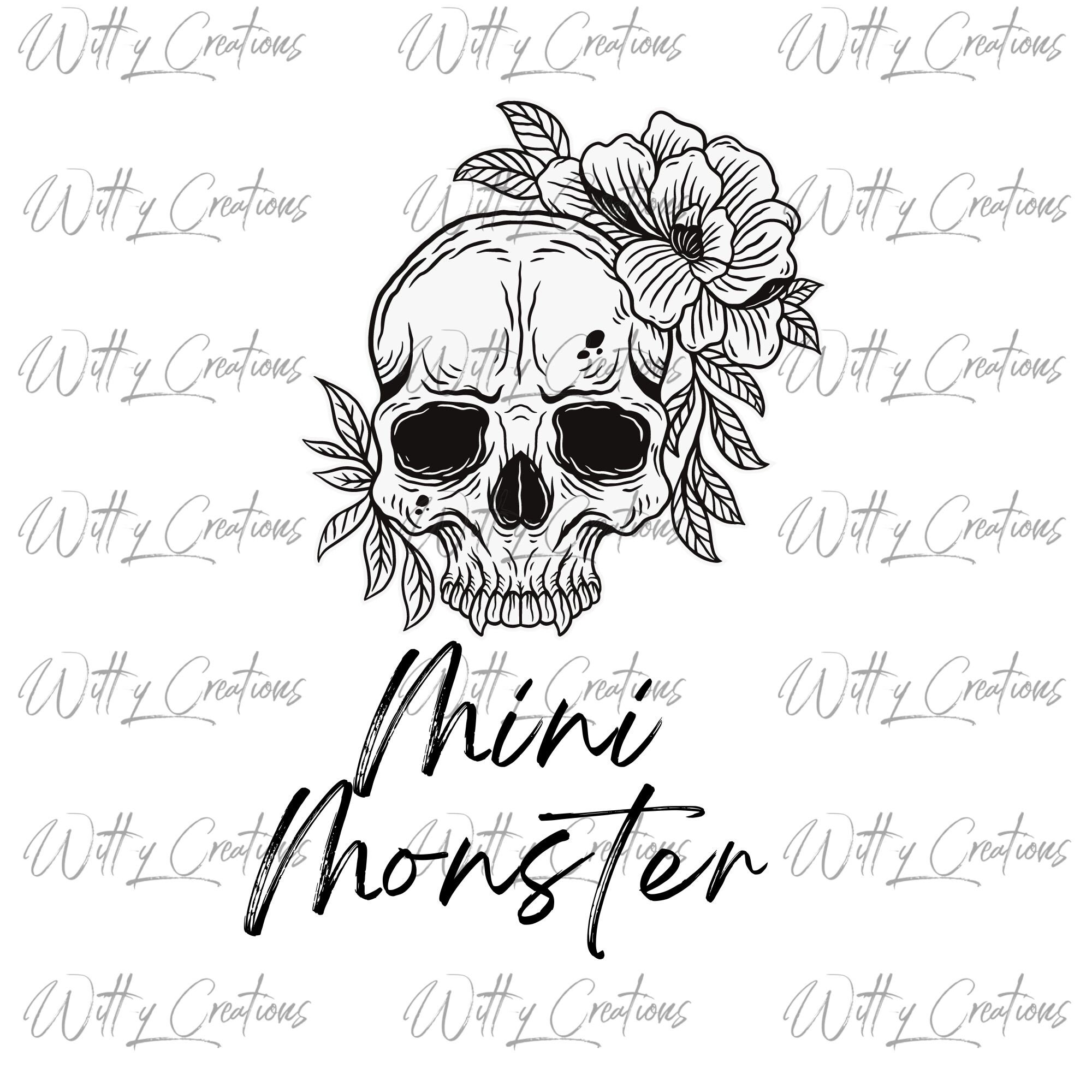 Floral Skull Mini Monster Bundle - Instant Download - Halloween Clipart ...