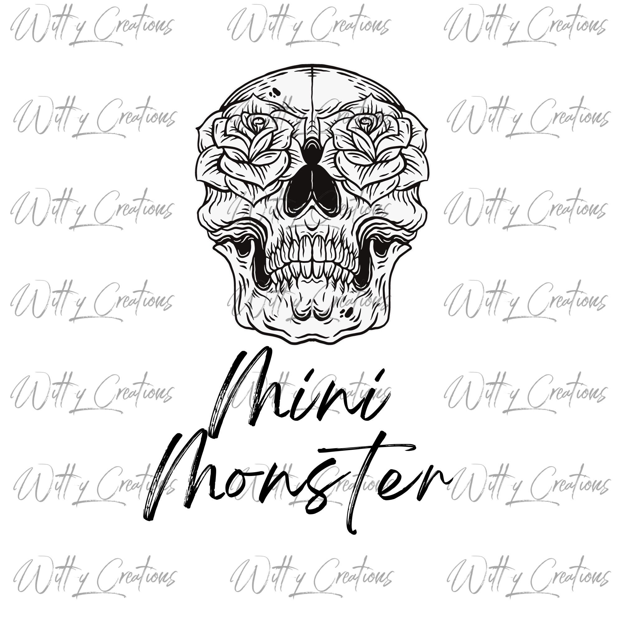 Floral Skull Mini Monster Bundle Instant Download Halloween Clipart ...
