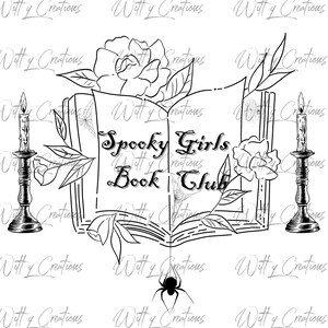 Spooky Girls Book Club Printable PNG- Gothic Reading Club Art- Instant ...
