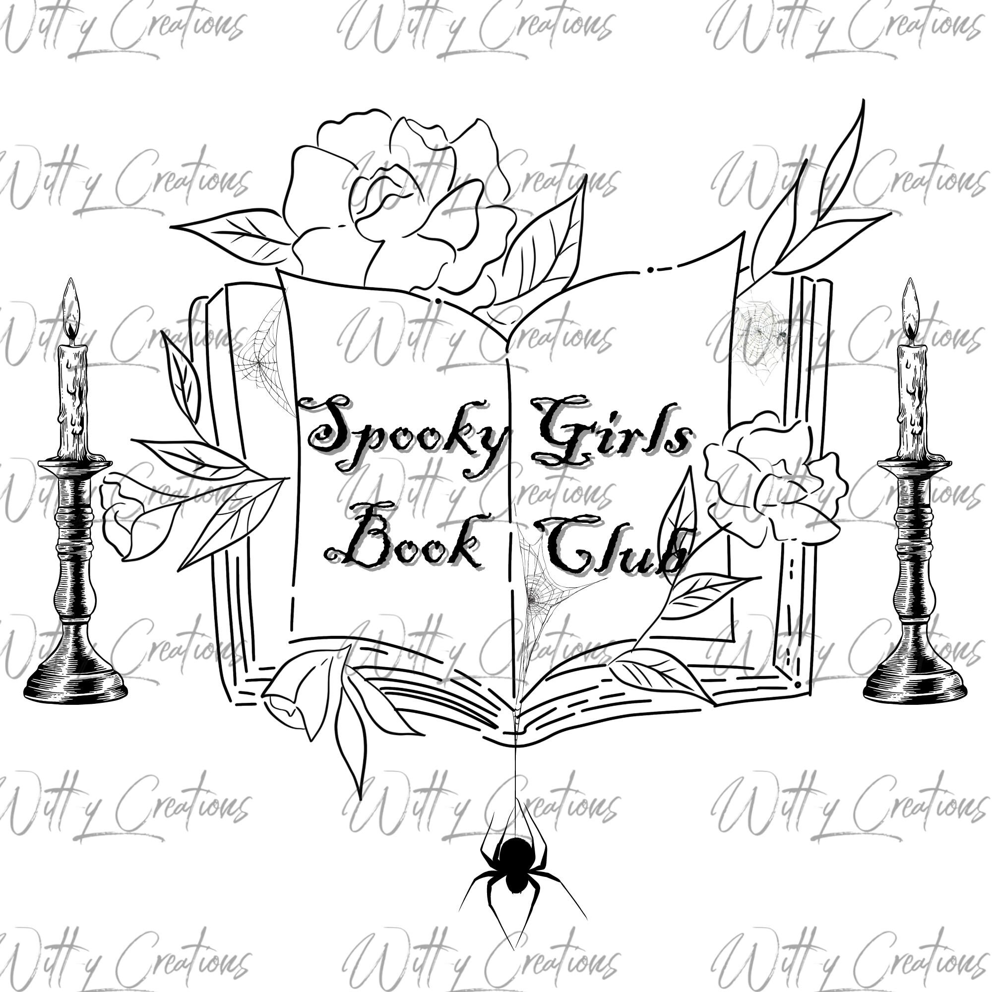 Spooky Girls Book Club Printable PNG- Gothic Reading Club Art- Instant ...