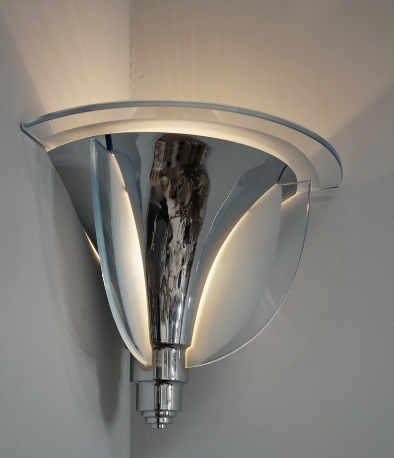 Pair of French 1930 Art Deco CORNER WALL SCONCES Modernist ...