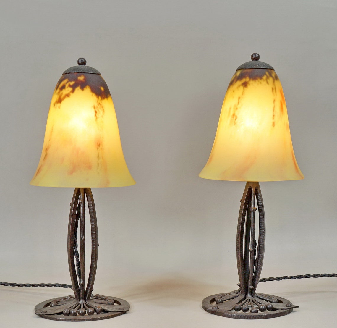 DAUM & GAUTHIER: a Pair of French 1925 Art Deco Lamps - Etsy