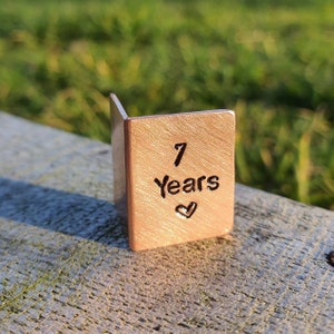 7 Years Hand Stamped Miniature Anniversary Card 7th Wedding Anniversary ...