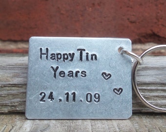 HAPPY TIN YEARS Unique 10th Year Wedding Anniversary 10 Gifts Keyring ...