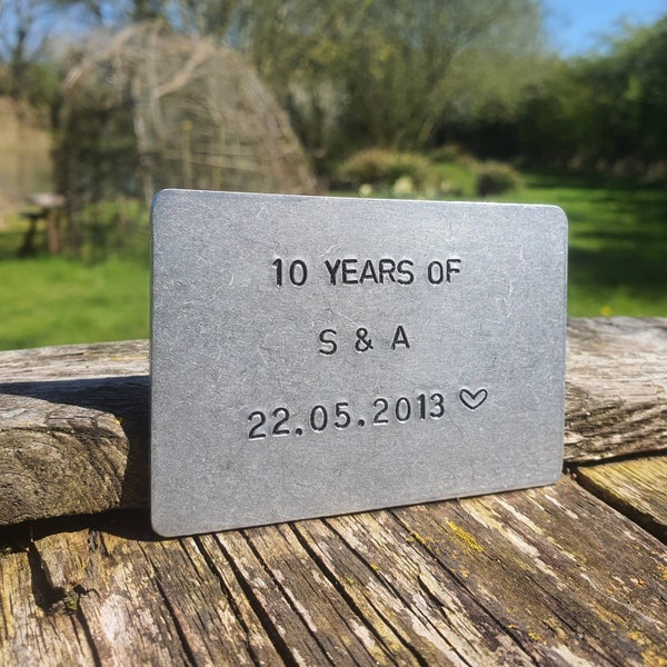 10th Anniversary Card Aluminium Tin Wedding Anniversary - Etsy Canada