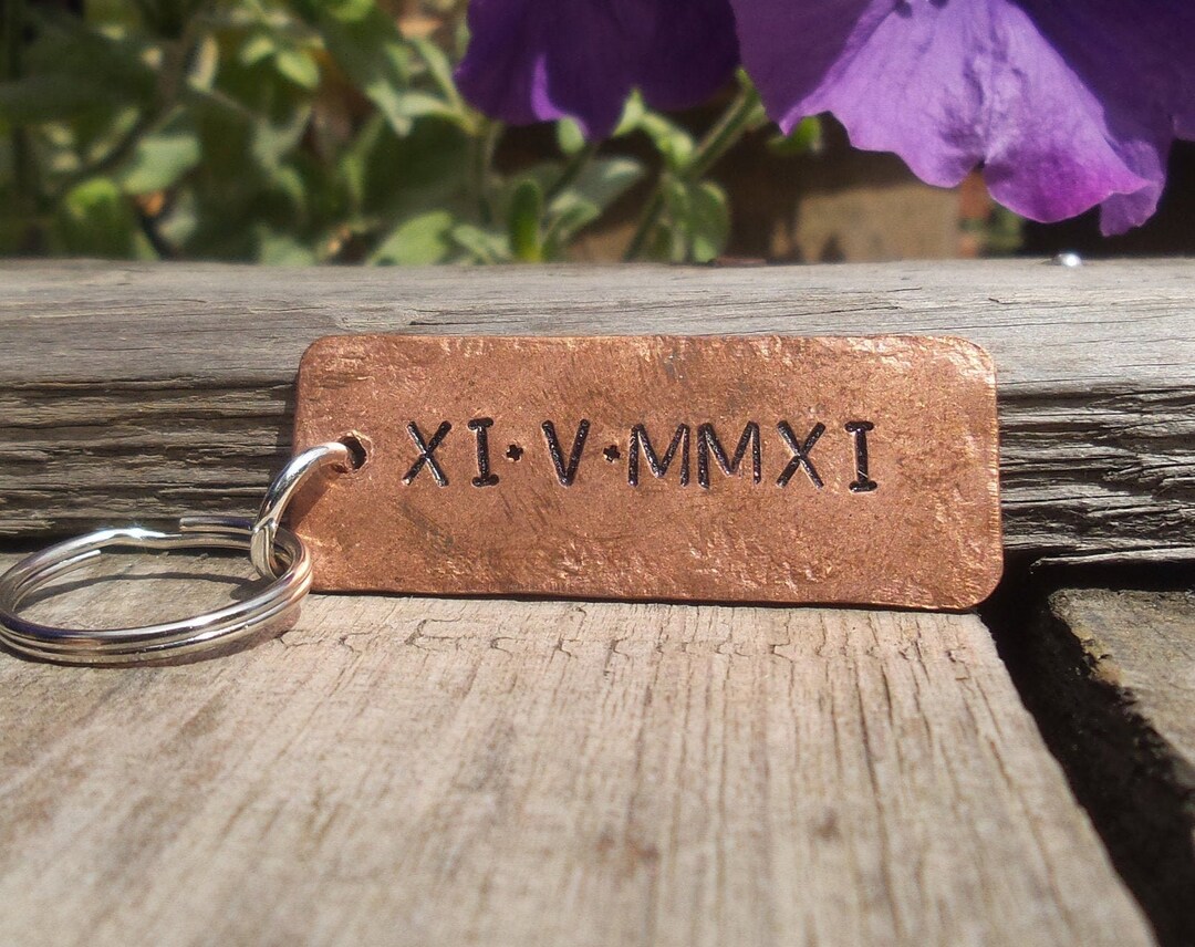Roman Numerals Solid Copper 7th 22nd Wedding Anniversary Gift for Him ...