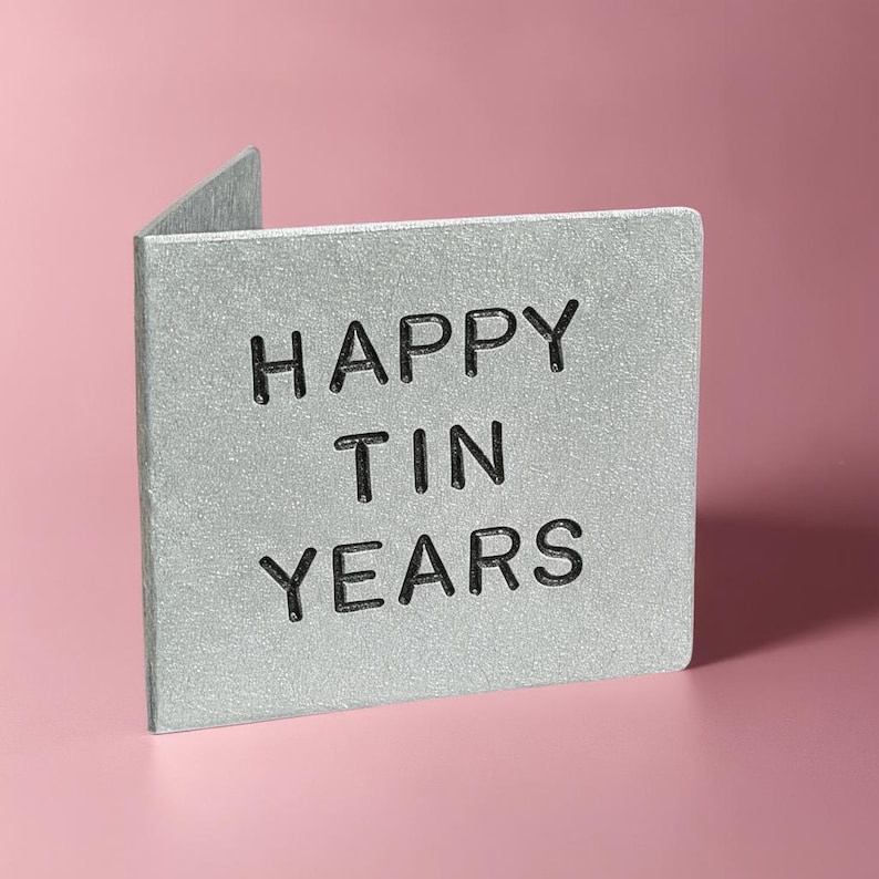 Tin Anniversary Card: ' Happy TIN Years ' - Personalised Keepsake 10th ...