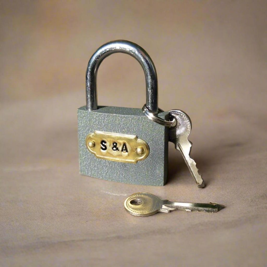 Iron PADLOCK Cute Wedding Gifts for Him Her Men Personalised 1st 2nd ...