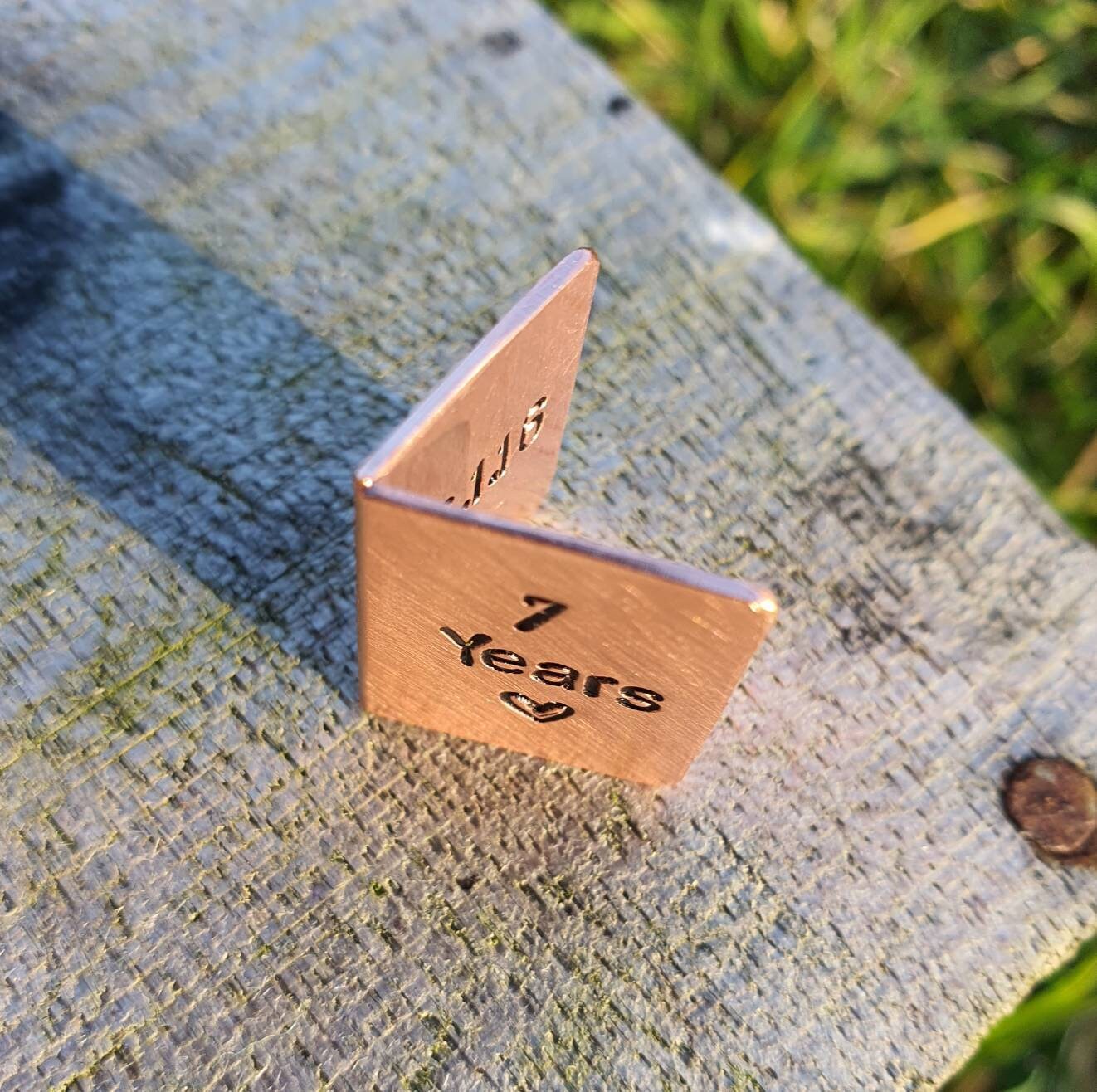 7 Years Hand Stamped Miniature Anniversary Card 7th Wedding Anniversary ...