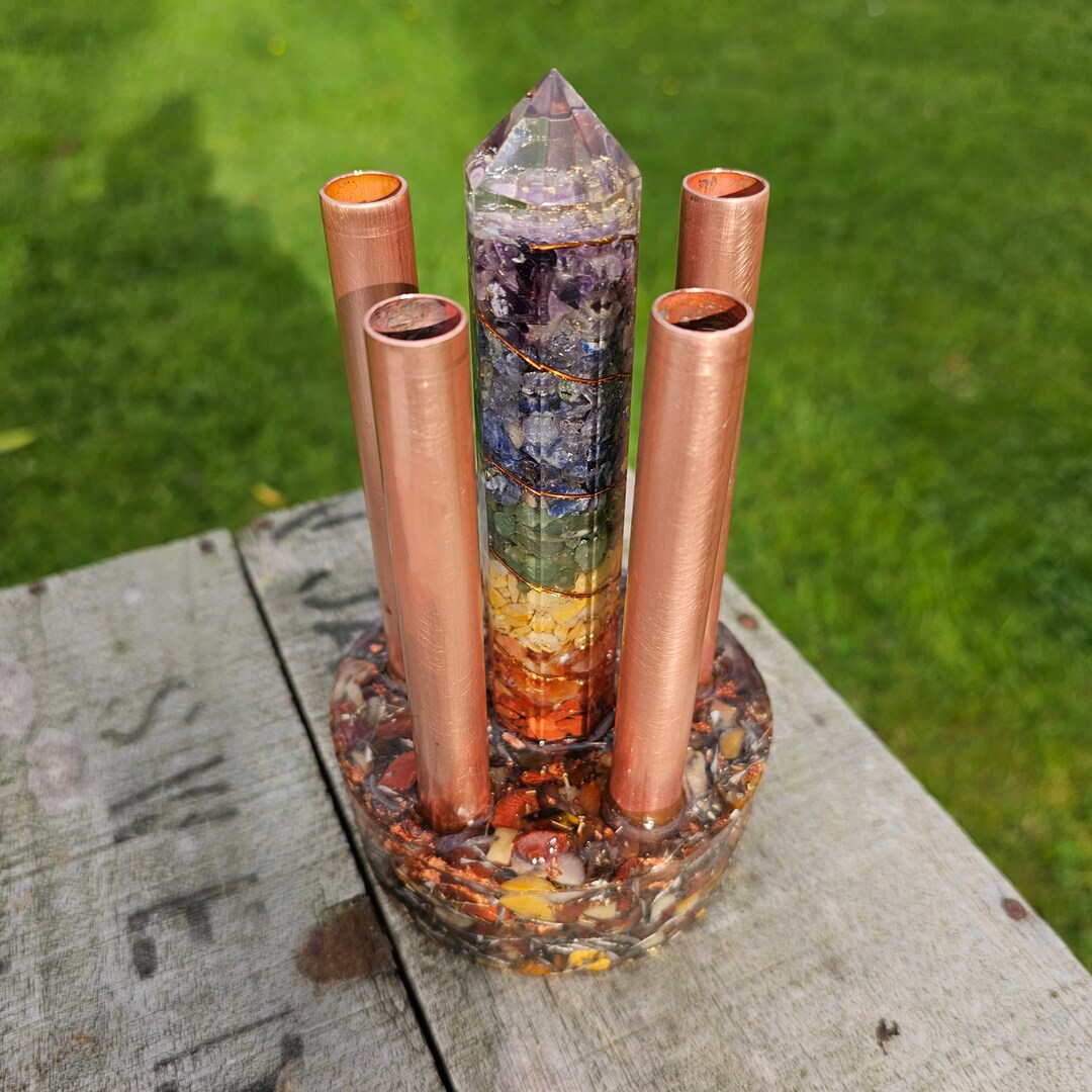 CHAKRA 5 Cloudbuster EMF 5g Protection Orgonite Powerful Gemstone Tower Buster Orgone Energy ...