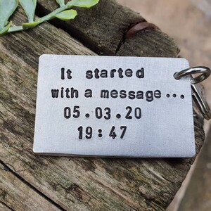 It Started With A MESSAGE Keyring Anniversary Boyfriend Girlfriend Cute ...