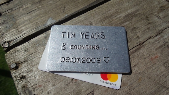 Tin Years & Counting Wallet Insert Tin Aluminium Anniversary | Etsy