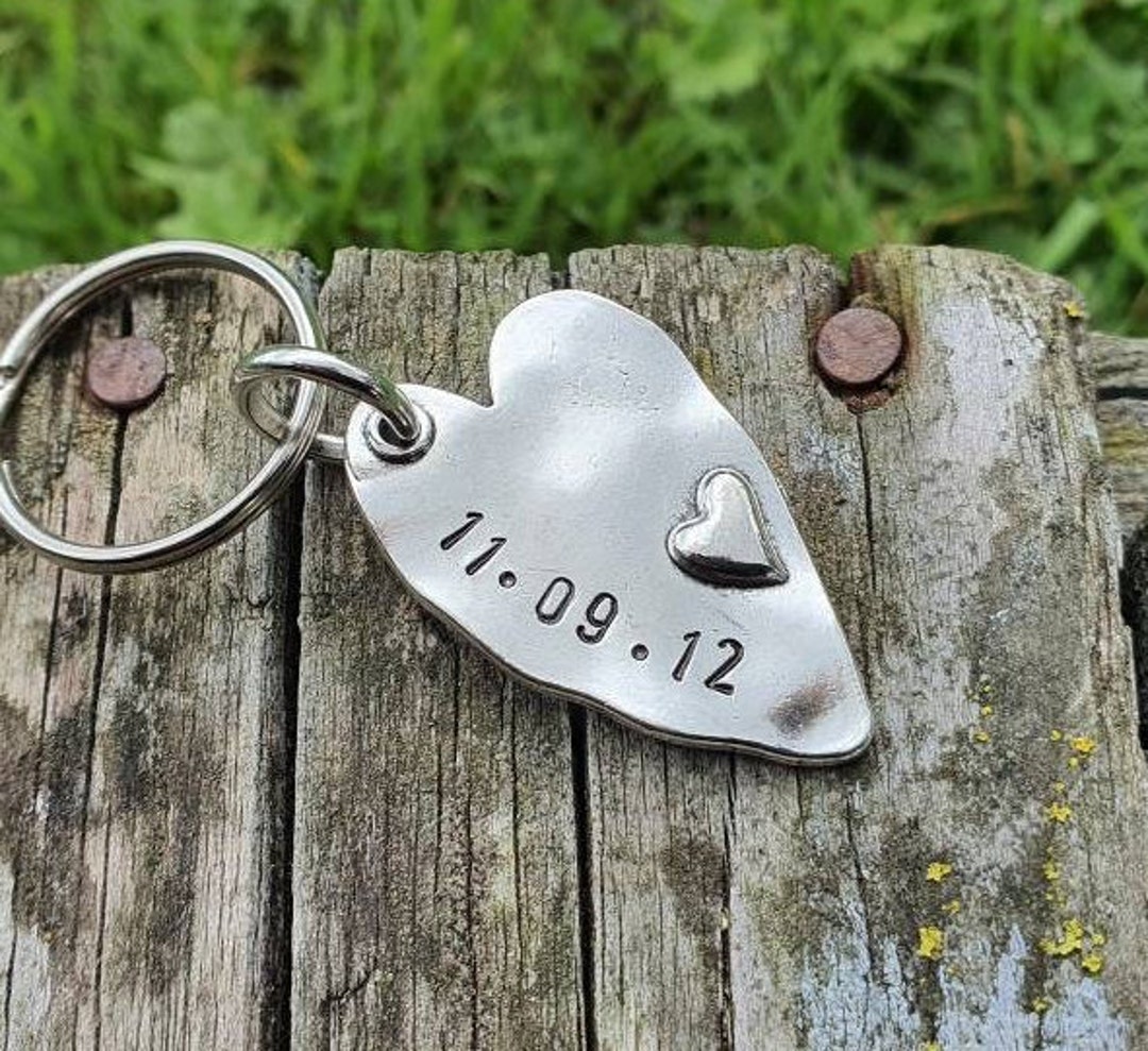 Personalised Heart Keyring 5th SILVERWARE Wedding Anniversary Gifts for ...