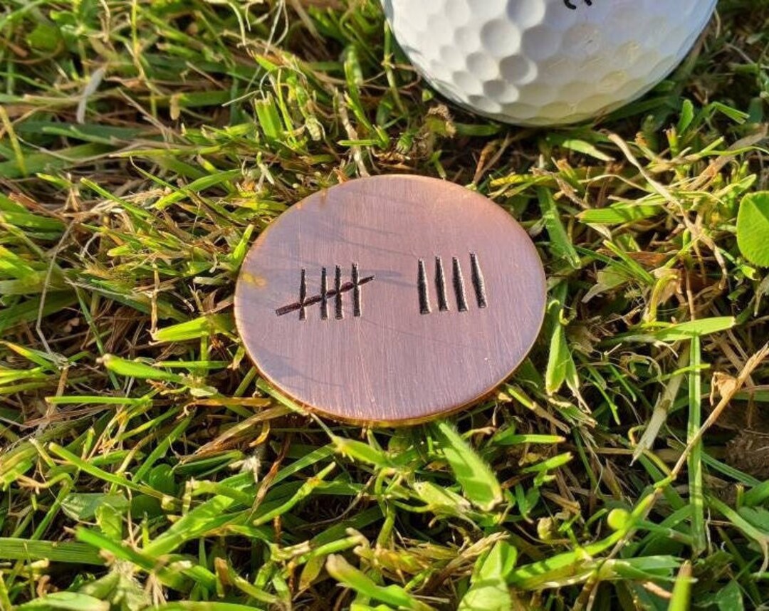 Handmade Copper 9th Anniversary Golf Ball Marker: Tally Mark Gift 9 ...