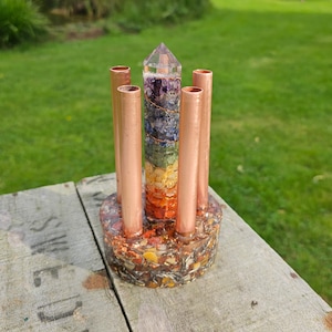 CHAKRA 5 Cloudbuster EMF 5g Protection Orgonite Powerful Gemstone Tower Buster Orgone Energy ...