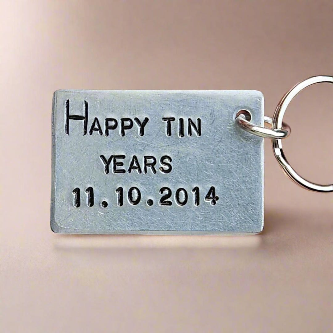 Happy TIN Years 10 Year Anniversary 10th Gifts Keyring Gift for Men Him ...
