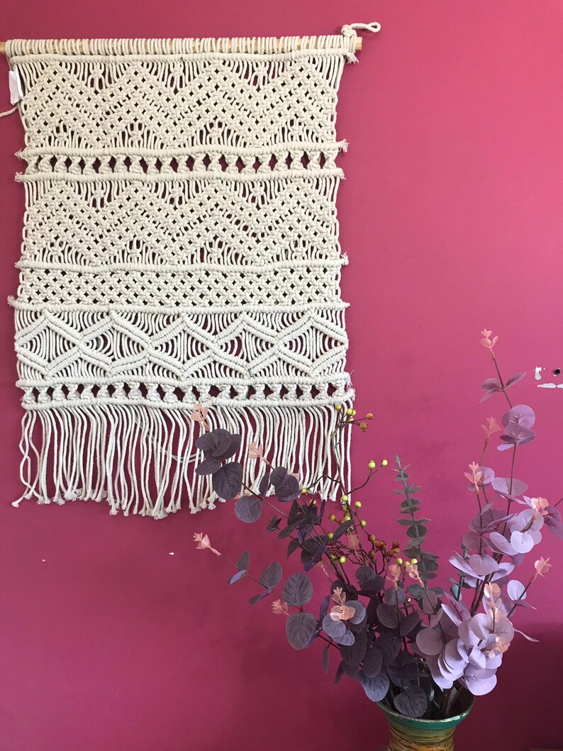 Large White Macrame Wall Hanging, Macrame Cord, 50cm Wide, 60cm Long ...