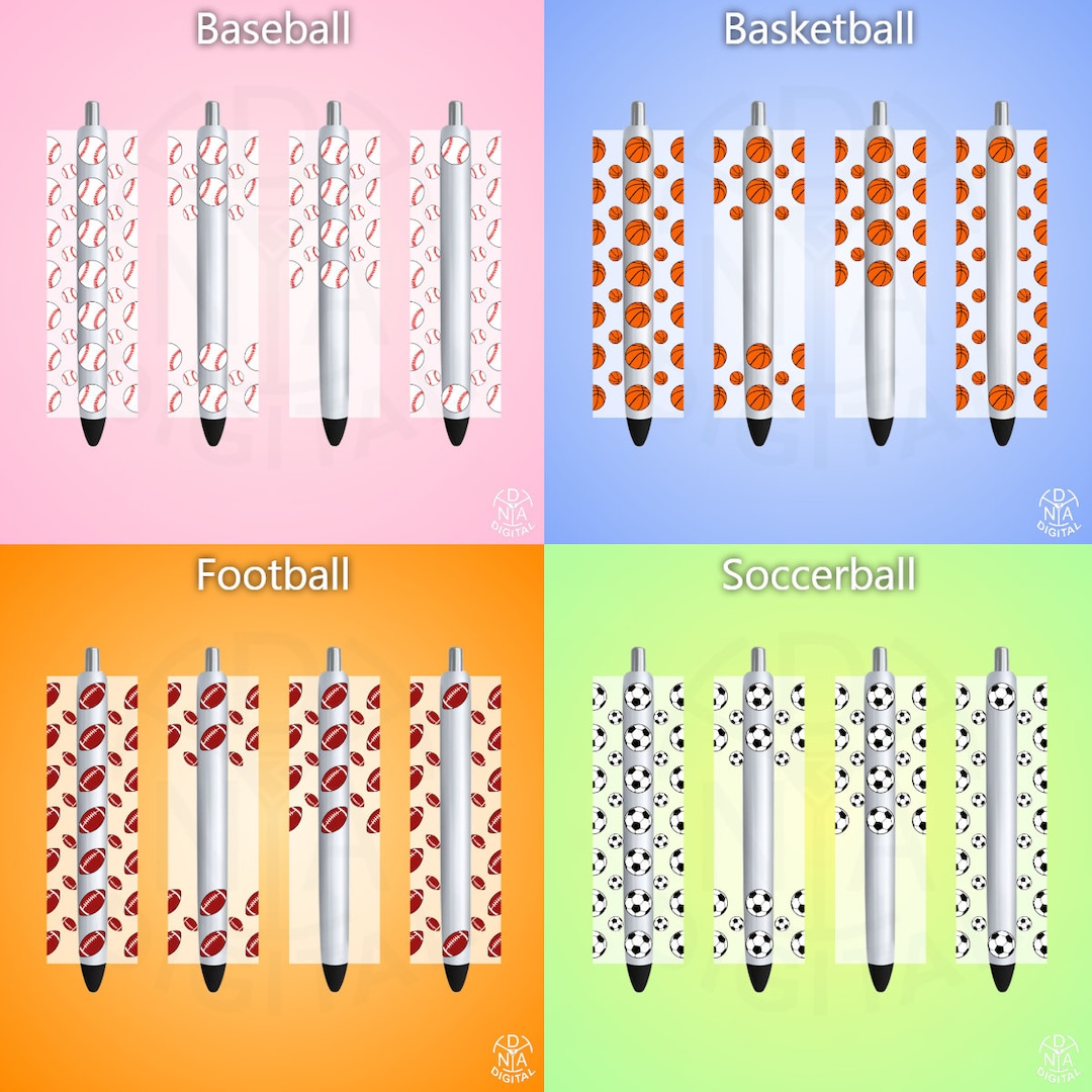 Sport Balls PEN WRAPS BUNDLE Png Glitter Epoxy Inkjoy Soccer - Etsy