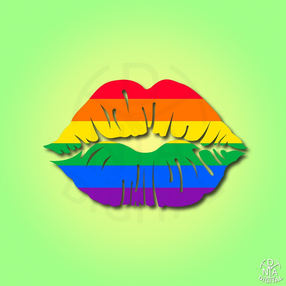 Lgbtq Kiss Lips Pride Flag Svg Png Clipart Cutfile Etsy Uk