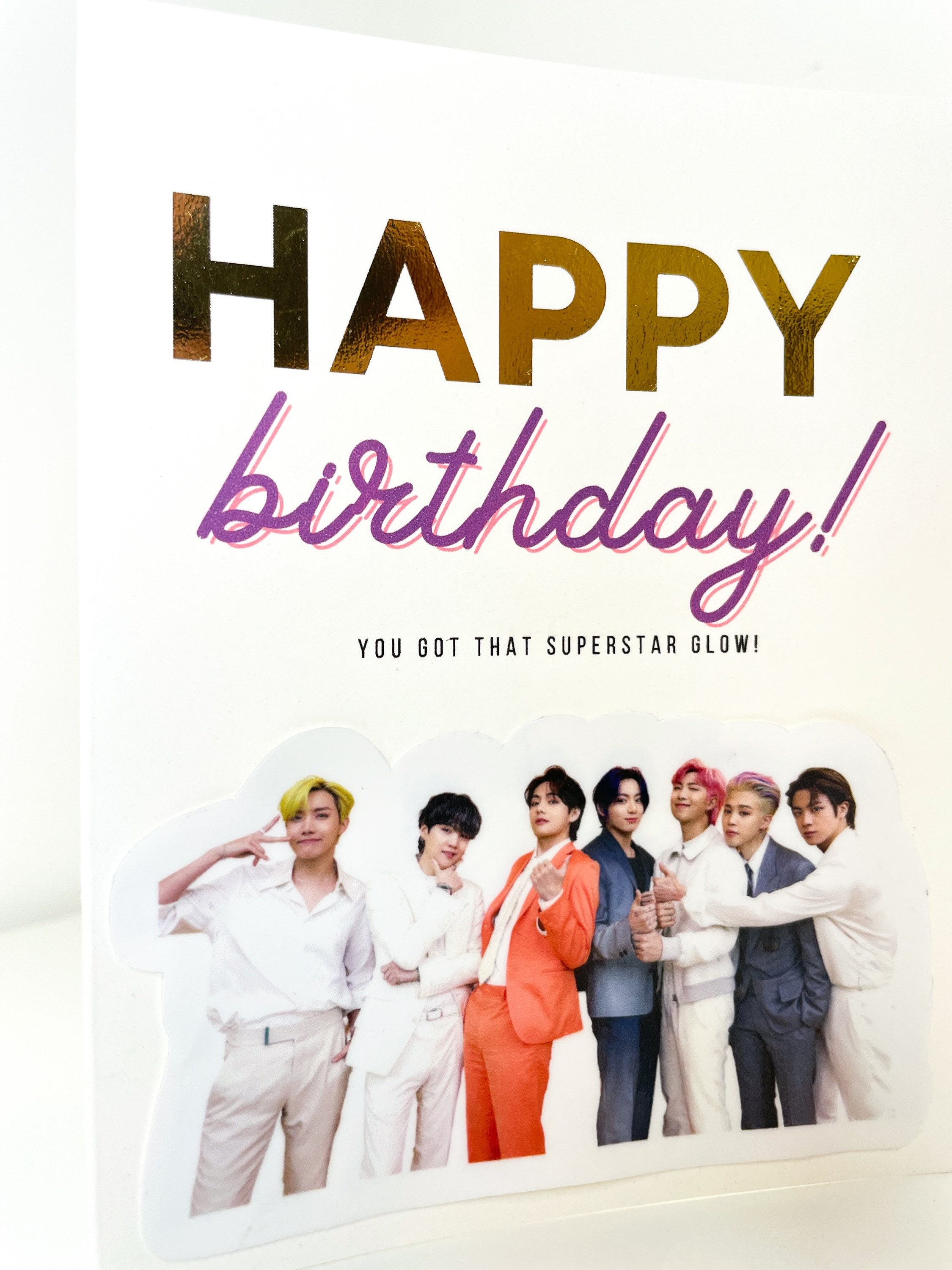 BTS Birthday Card Birthday Cards BTS Stickers Greeting - Etsy