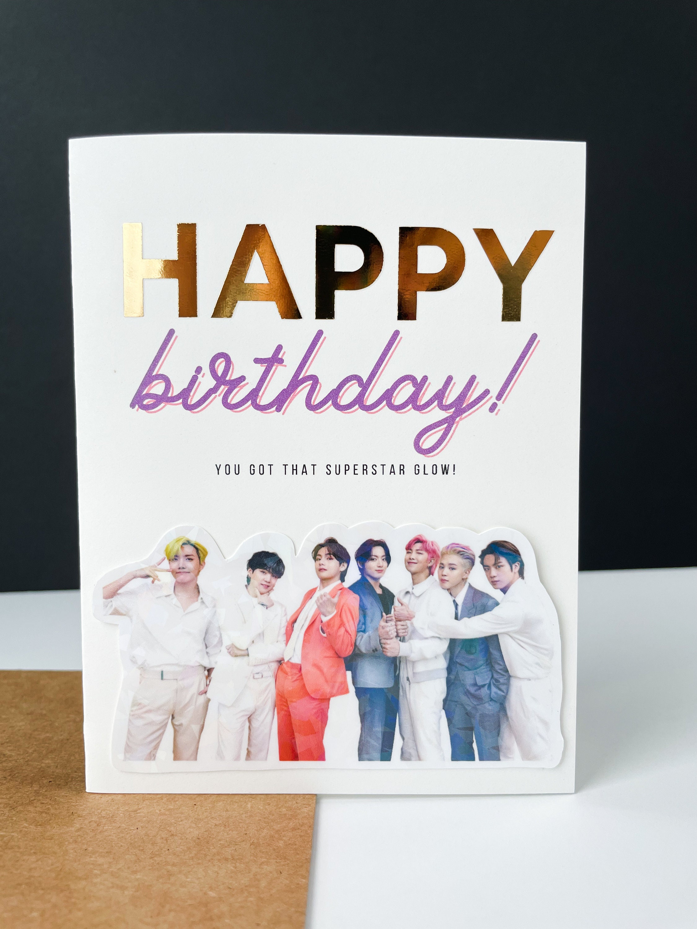 BTS Birthday Card Birthday Cards BTS Stickers Greeting - Etsy
