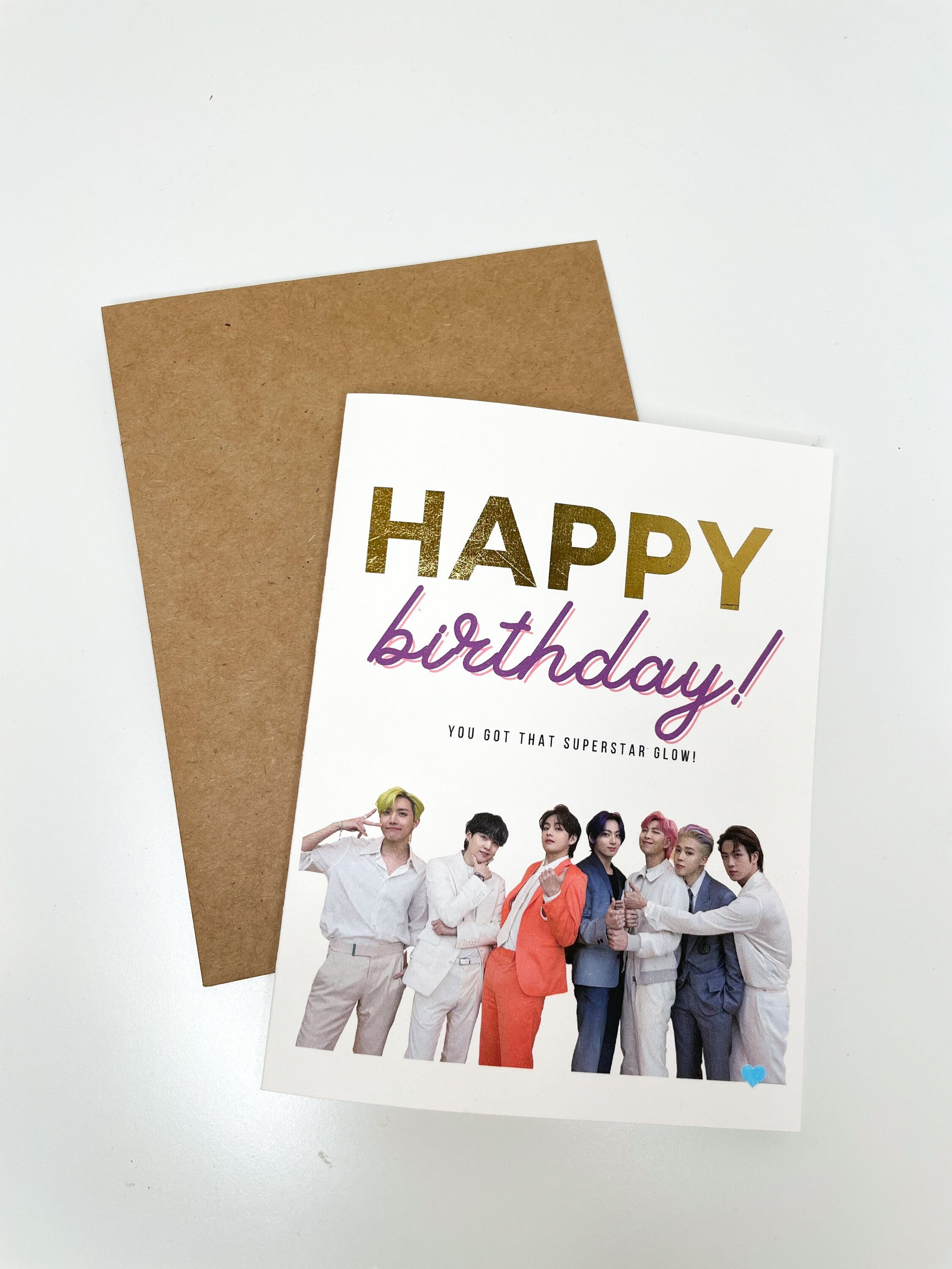 BTS Birthday Card Birthday Cards BTS Stickers Greeting - Etsy